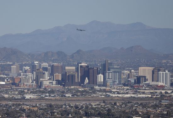 Aircraft Fly Over Downtown Area Phoenix Editorial Stock Photo - Stock ...