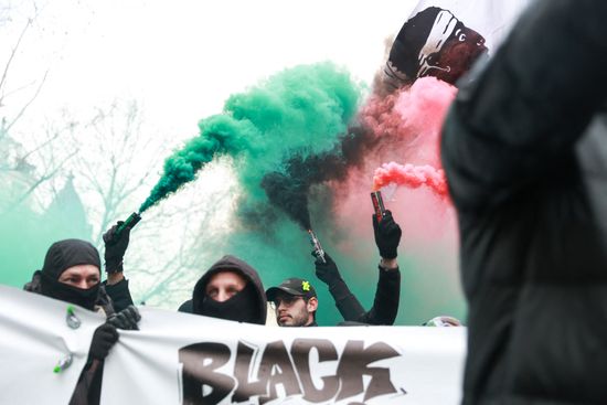 Several Demonstrators Smoke Bombs Protest Against Editorial Stock Photo ...