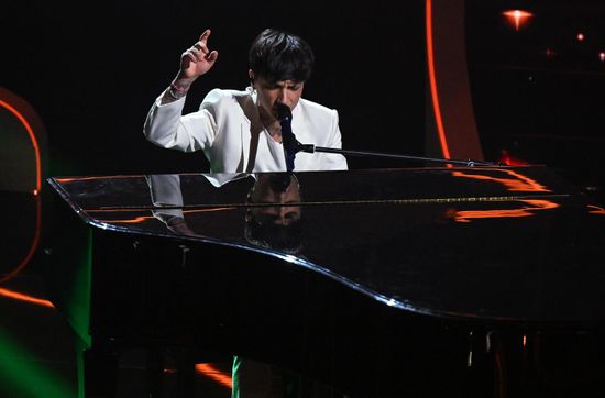 Italian Singer Ultimo Performs During Sanremo Editorial Stock Photo ...