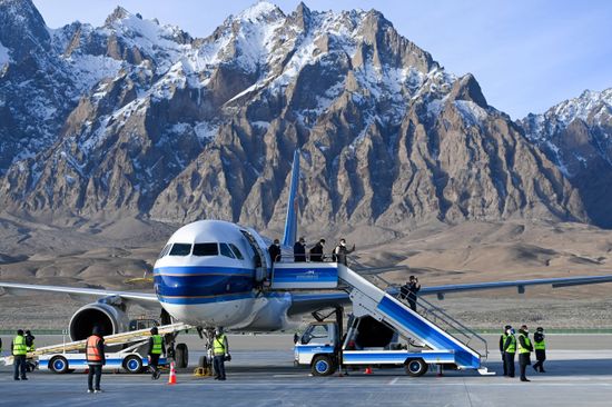 Passengers Get Off First Flight Taxorgan Editorial Stock Photo - Stock ...