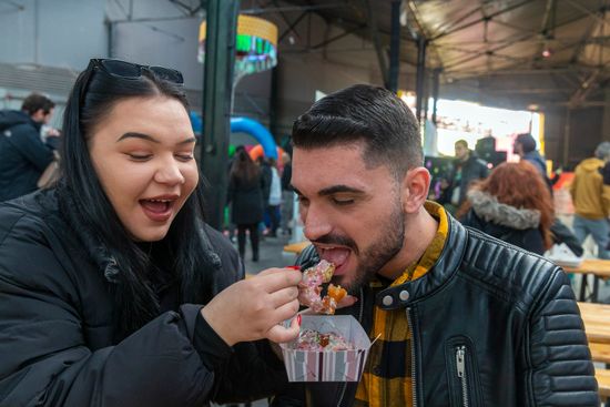 Visitors Enjoy Snacks 4th Chocolate Fest Editorial Stock Photo - Stock ...