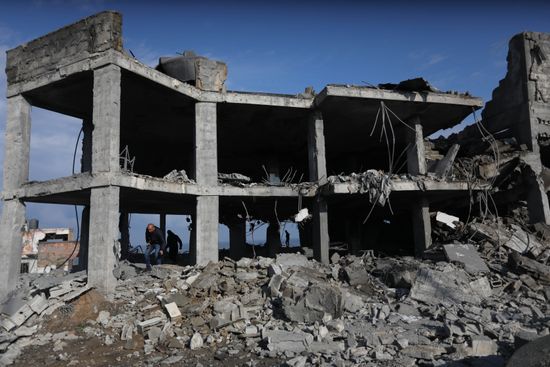 Palestinians Inspect Destroyed Site After Being Editorial Stock Photo ...