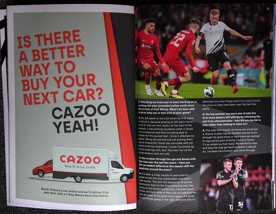 Cazoo Advert Match Programme Editorial Stock Photo - Stock Image ...