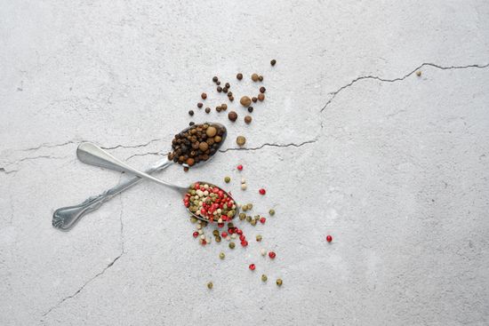 Two Crossed Spoons Different Kinds Pepper Editorial Stock Photo - Stock ...