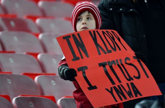 Young Boy Fan Liverpool Holds Banner Editorial Stock Photo - Stock ...