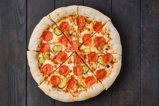 Top View Pizza Pepperoni Cheese Crust Editorial Stock Photo - Stock ...
