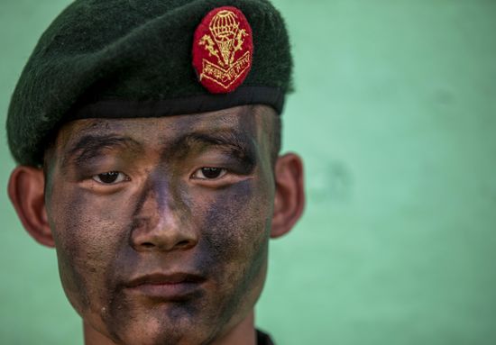 Nepalese Army Commando Looks On During Editorial Stock Photo - Stock ...