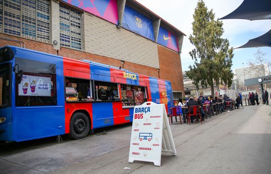 Barca Bus Outside Stadium During Europa Editorial Stock Photo - Stock ...
