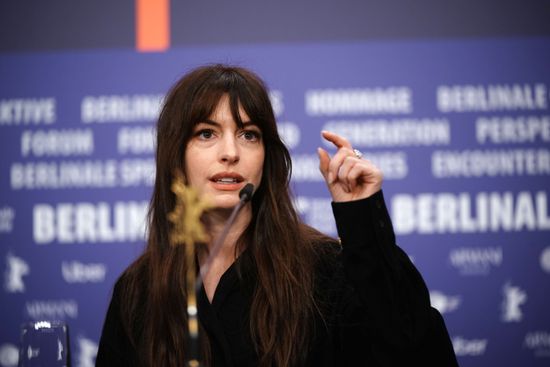 Anne Hathaway Attends Press Conference Movie Editorial Stock Photo ...