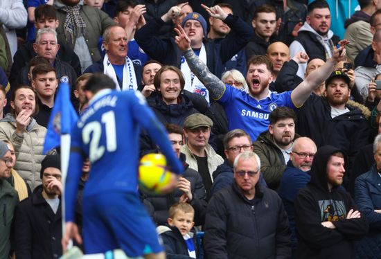 Chelsea Fans Cheer Their Team On Editorial Stock Photo - Stock Image ...
