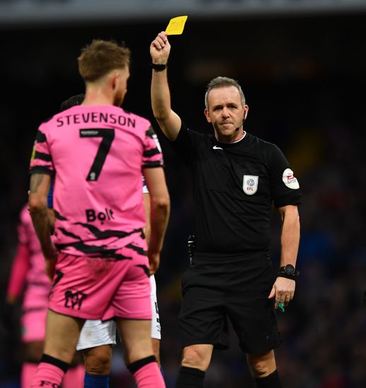 Referee Carl Brook Issues Yellow Card Editorial Stock Photo - Stock ...
