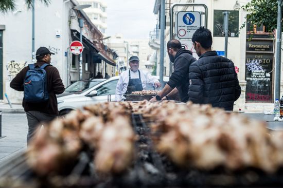 Meat Seen On Grill During Tsiknopempti Editorial Stock Photo - Stock ...