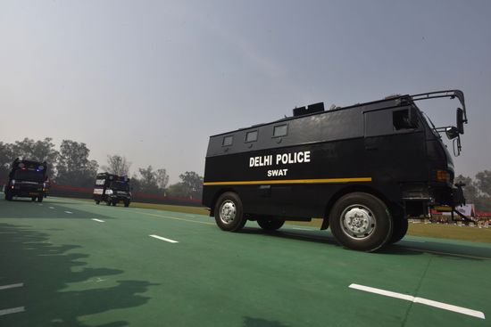 Delhi Police Security Vehicles During 76th Editorial Stock Photo ...