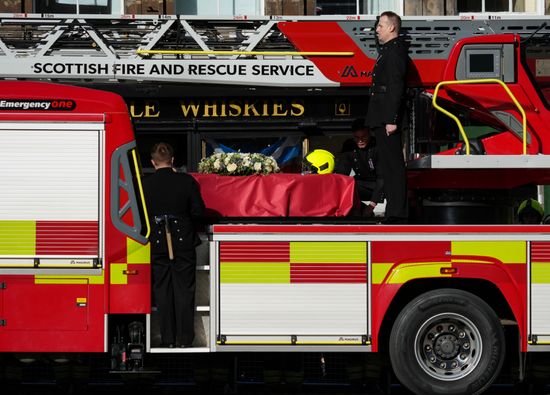 Firefighter Barry Martins Coffin Leads Funeral Editorial Stock Photo ...