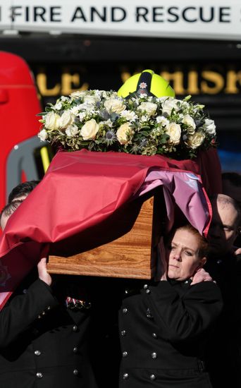 Pallbearers Lift Firefighter Barry Martins Coffin Editorial Stock Photo ...