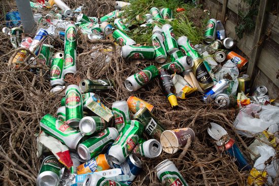 Familiar Sight Discarded Perla Beer Cans Editorial Stock Photo - Stock ...