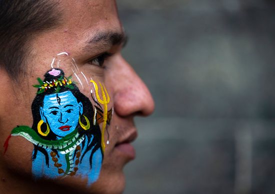 Young Pilgrim Displays Face Paint Art Editorial Stock Photo - Stock ...