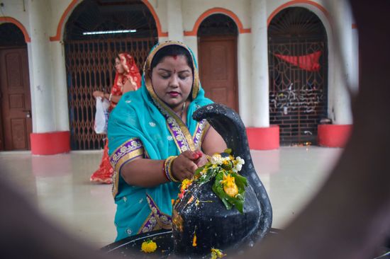 Hindu Devotee Worships Shivling Symbol Lord Editorial Stock Photo ...