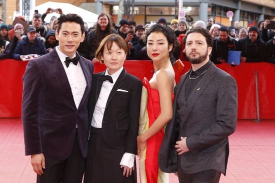 Teo Yoo Celine Song Greta Lee Editorial Stock Photo - Stock Image ...