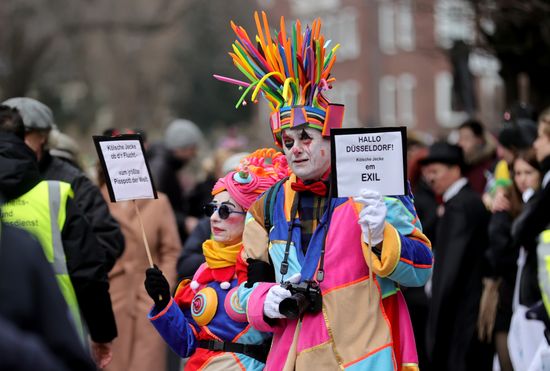 Carnival Fools Their Costumes Stand During Editorial Stock Photo ...
