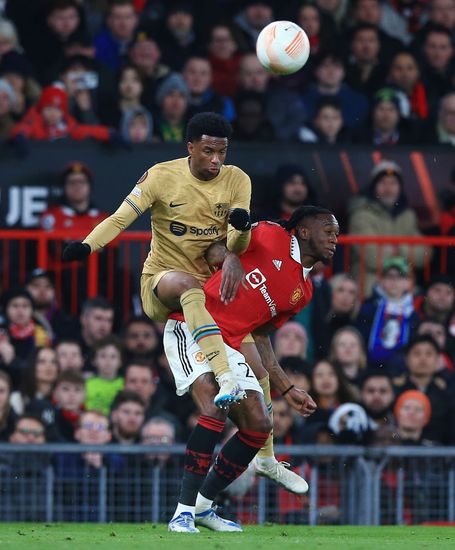 Alejandro Balde Barcelona Aaron Wanbissaka Manchester Editorial Stock ...