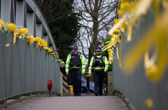 Police Officers Cross Bridge Covered Messages Editorial Stock Photo ...