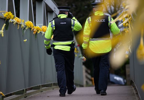 Police Officers Cross Bridge Covered Messages Editorial Stock Photo ...