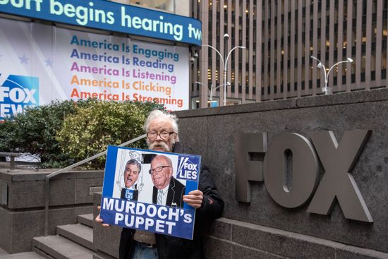Person Protests Outside Fox News Headquarters Editorial Stock Photo ...