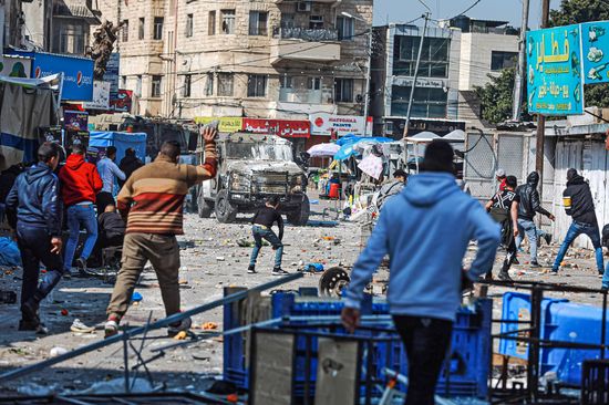 Palestinians Throw Stones Israeli Army Vehicles Editorial Stock Photo ...