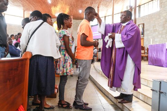 Clergy Smears Sign Cross On Worshippers Editorial Stock Photo - Stock ...