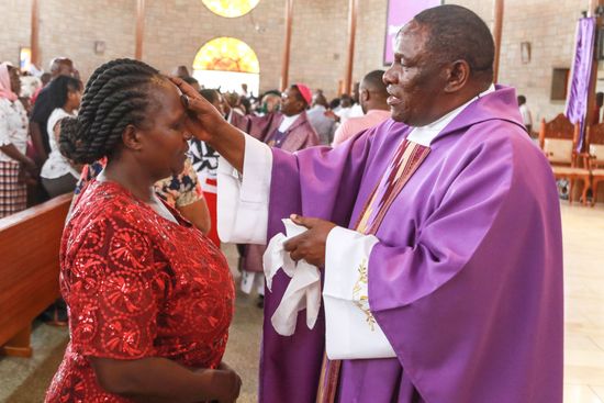 Clergy Smears Sign Cross On Worshippers Editorial Stock Photo - Stock ...