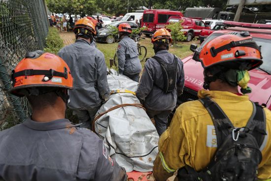 Firefighters Carry Body Two Victims Barra Editorial Stock Photo - Stock ...