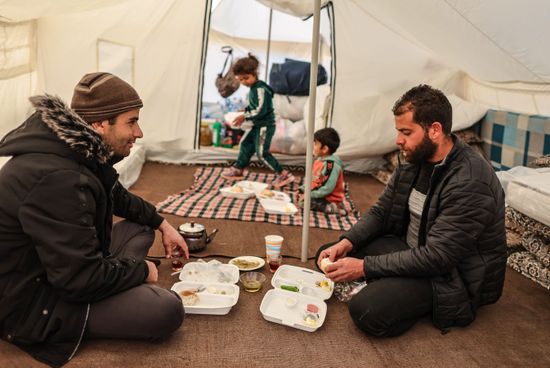 Syrian Refugees Eat Their Breakfast Makeshift Editorial Stock Photo ...