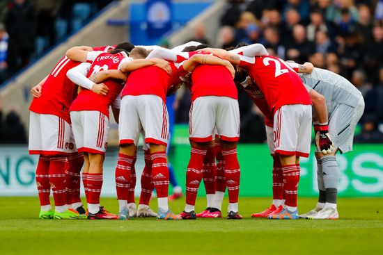 Arsenal Players Huddle Before Kickoff King Editorial Stock Photo ...