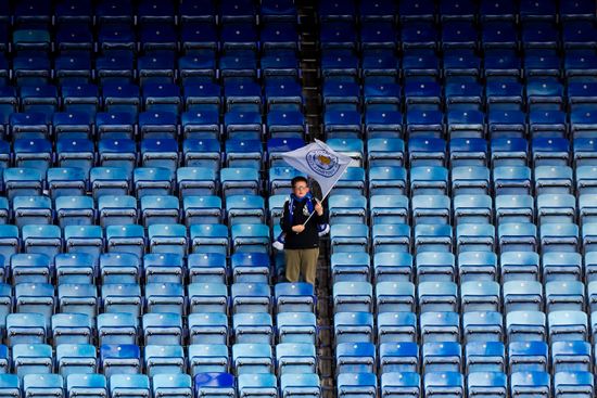 Lone Leicester City Fan Waves Flag Editorial Stock Photo - Stock Image ...