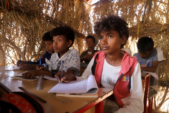 Students Study Inside Straw Cottage Classroom Editorial Stock Photo ...