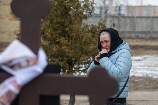 Woman Crying Watching On Tomb Ukrainian Editorial Stock Photo - Stock ...