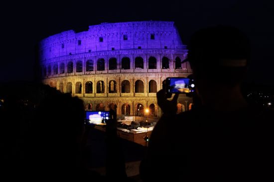 Rome Italy News Colosseum Illuminated Colors Editorial Stock Photo ...
