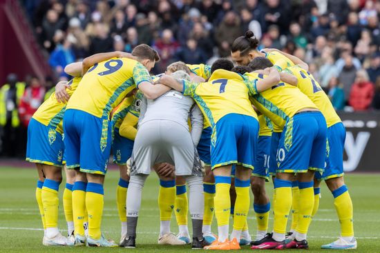 Nottingham Forest Players Huddle Ahead Premier Editorial Stock Photo ...
