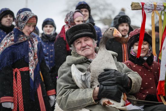 Russian Man Carry Goose Before Goose Editorial Stock Photo - Stock ...