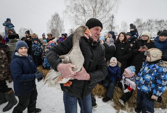 Russian Man Carry Goose After Goose Editorial Stock Photo - Stock Image ...