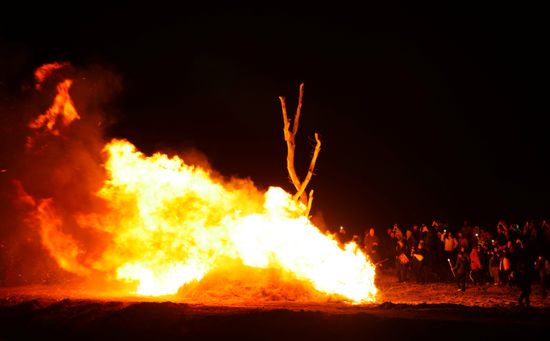 Bulgarians Attend Play Around Ritual Bonfire Editorial Stock Photo ...