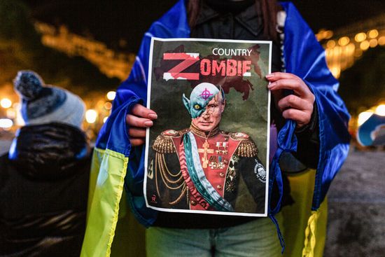 Protester Holds Placard Zombie Putin During Editorial Stock Photo ...