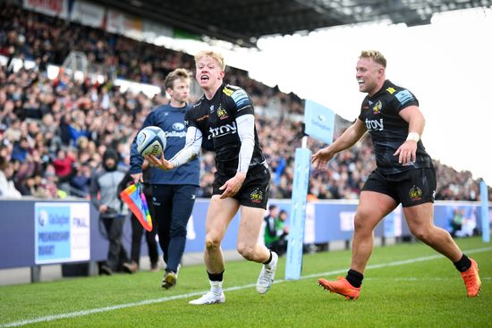 Josh Hodge Exeter Chiefs Celebrates Scoring Editorial Stock Photo ...