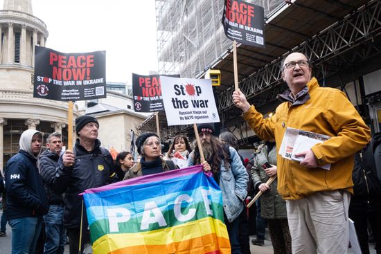 Protesters Hold Placards Banners Calling Peace Editorial Stock Photo ...