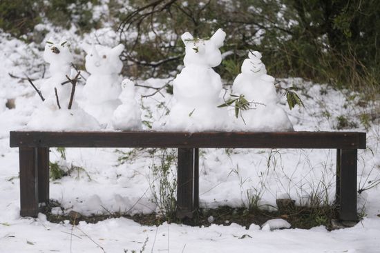 Snowmen Seen After Rare Snowstorm Southern Editorial Stock Photo ...