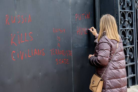 Protester Uses Her Lipstick Write Antiputin Editorial Stock Photo ...