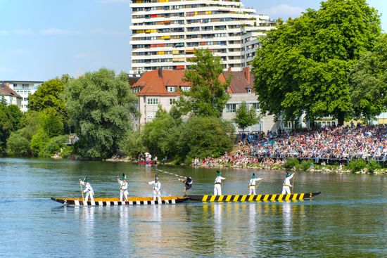 Fischerstechen On Danube Old Custom Ulm Editorial Stock Photo - Stock ...