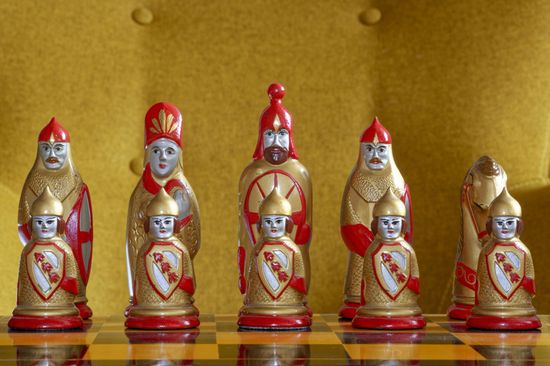 Chess Set Russian Pieces Old Game Editorial Stock Photo - Stock Image ...
