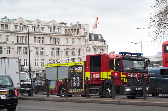 Fire Engine On Shout Stuck Traffic Editorial Stock Photo - Stock Image ...